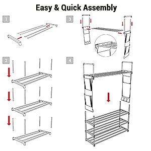 Ampersand Shops Multipurpose Home Organizer 4-Tier 20-Pair Capacity Space Saver Metal Shoe Rack (Black)