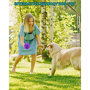 Pweituoet 3.5” Spike Dog Balls with Squeaky, Thicker and Durable, 2 Pack Dog Chew Toys Clean Teeth Training for Puppy Small Medium Large Dogs, Dog Ball Toys for Aggressive Chewers