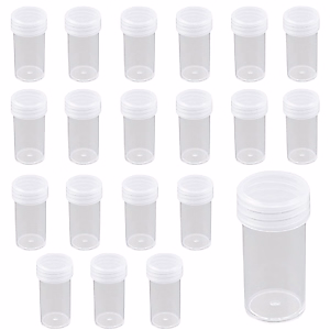 Tighall 20 Pack Diamond Embroidery Storage Jars Small Beads Storage Container Refills Clear Plastic Storage Box for 5D DIY Diamond Cross Stitch Tools Nail for Small Object (20Pcs, Round)