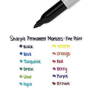 Permanent Marker Fine Point,Fine Point Black with Sharpie Permanent Marker Quick Drying/Waterproof - 36 Count (1 Pack)