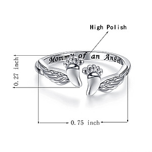 Miscarriage Ring Loss of Pregnancy Rings 925 Sterling Silver Loss Mommy of an Angel Memorial Jewelry Sympathy Gift for Women Mom (Miscarriage Ring)