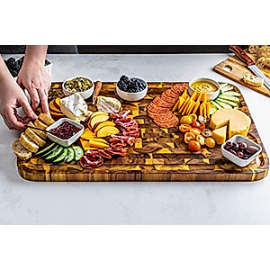 Lipper International 1260 Acacia Supreme End Grain Cutting and Carving Board with Juice Groove, 24" x 16" x 1"