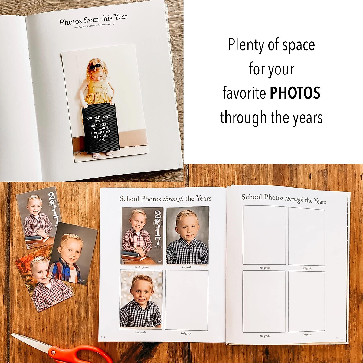 Duncan & Stone Baby Memory Book, Grey, 230 Pages, Prompted Journal for 18 Years