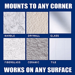 Instahang Rotating Shelf, Storage Organizer with Water-Resistant LED Lights, No-Assembly Wall-Mounted Shelf for Kitchen and Bathroom Caddy Storage, Corner Shower Shelf, 11" x 2.8" x 11", (Grey)