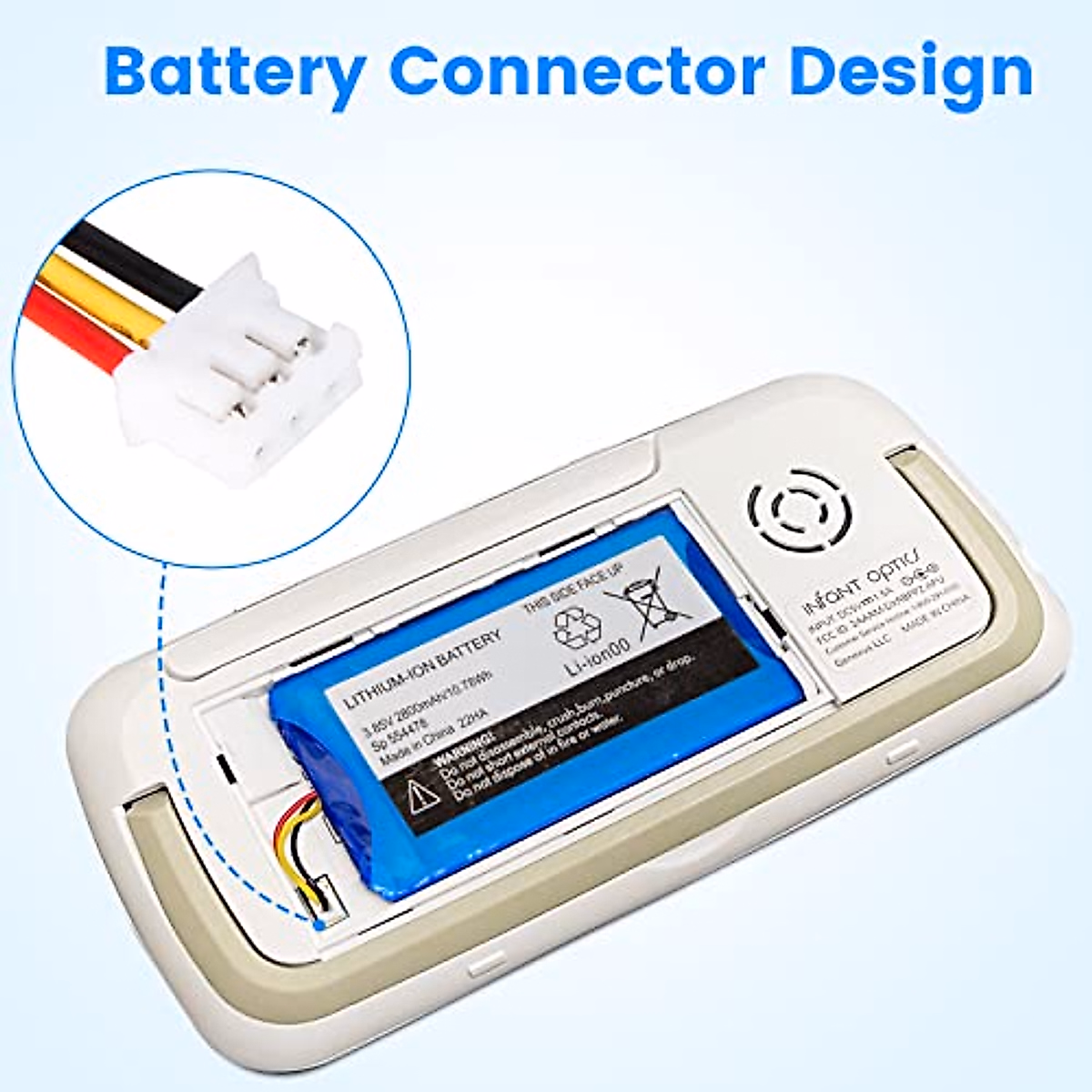 7717 Replacement for Infant Optics DXR-8 Pro Battery Sp 554478 3.85V 2800mAh Lithium Ion Battery (Not Compatible with DXR-8 Baby Monitor)