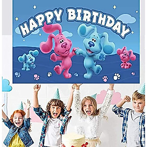 Atvscay Blue Dog Party Banner Blue Dog Photography Party Decorations Background Children's Birthday Party Photo Family Backdrop 6x4ft