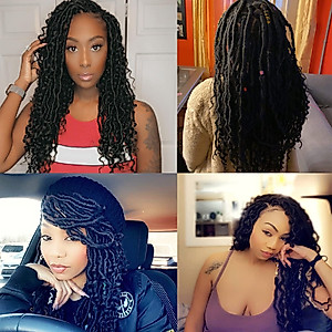 New Goddess Locs Crochet Hair Extensions 18Inch Pre-looped River Fauxs Locs Wavy Curly Fauxlocs Bohemian Crochet Braids 4Packs(1B, 18inch) …