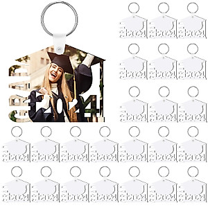Trnayi 24 Pcs Graduation Sublimation Blanks Keychains Class of 2024 Graduation Heat Transfer Keychains DIY(Grad 2024 Style)