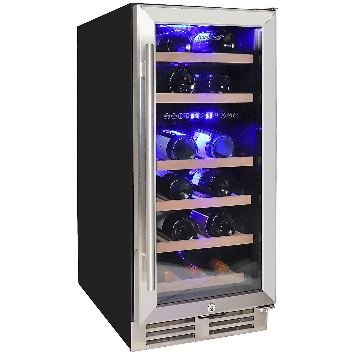 Koolatron 28 Bottle Dual Zone Wine Cooler Refrigerator 15Inch Under Counter or Wine Chiller with Lock UV Protective Glass Beechwood Racks Wine Cellar Wine Fridge