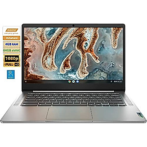 Lenovo Newest Chromebook 14" FHD Touchscreen Laptop for Business,Student, Octa-Core MediaTek MT8183, 4GB RAM, 64GB eMMC+64GB Card, WiFi, Webcam, 10+ Hours Battery, Chrome OS, Arctic Grey, TECL Bundle