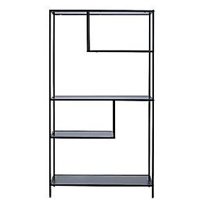 HOME BI Bookshelf,4 Tier Metal Frame Bookcase, Tall Book Shelf,Open Display Shelves for Office, Study Room, Living Room,Black 13" D x 39.37" W x 70.08" H