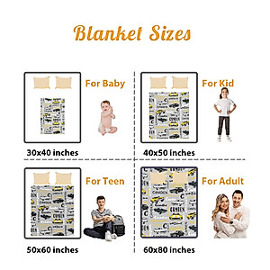 ZOTIMEF Custom Name Car Blanket for Kids - Multi-Fonts Names with Cars Theme Design - Personalized Soft Plush Flannel Blanket for Boys Girls Holidays Birthdays Gifts Grey & Yellow