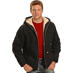 Dickies Men's Sanded Duck Sherpa Lined Hooded Jacket, Black, Medium