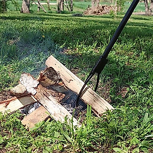 Redneck Convent Heavy-Duty Log Grabber Fire Tongs Poker Tool with Spring Handle and 3 Prong, 36in – Place Wood on Campfire Fireplace