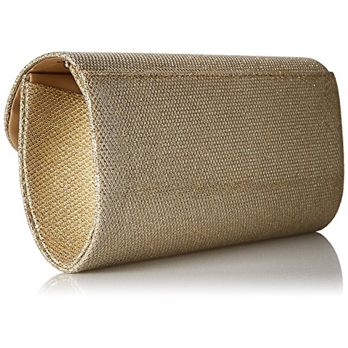 Damara Womens Oblique Flap Glitter Clutch Handbags (Gold)