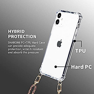 SHARON6 Crossbody Phone Case Compatible with iPhone 11 Clear Transparent PC+TPU Hard Case Holder Adjustable Lanyard Strap Necklace TUK CASE (Black)