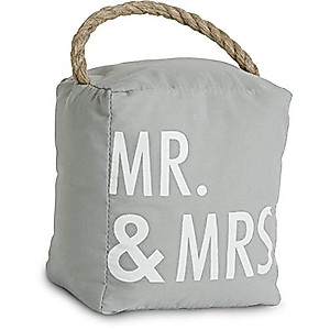 Pavilion - Open Door Decor 5" x 6" Gray Door Stopper "Mr. & Mrs."