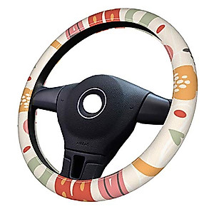 Heart Bright Name Sara Bird Poppy Nature Awesome Flower Steering wheel cover 15 inch leather female girl lady automatic non-slip wheel protector