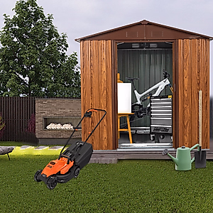 6ft x 6ft Metal Storage Shed for Backyard Lawn, Large Garden Shed Outdoor Utility Tool Shed with Metal Floor Base Pad-lockab