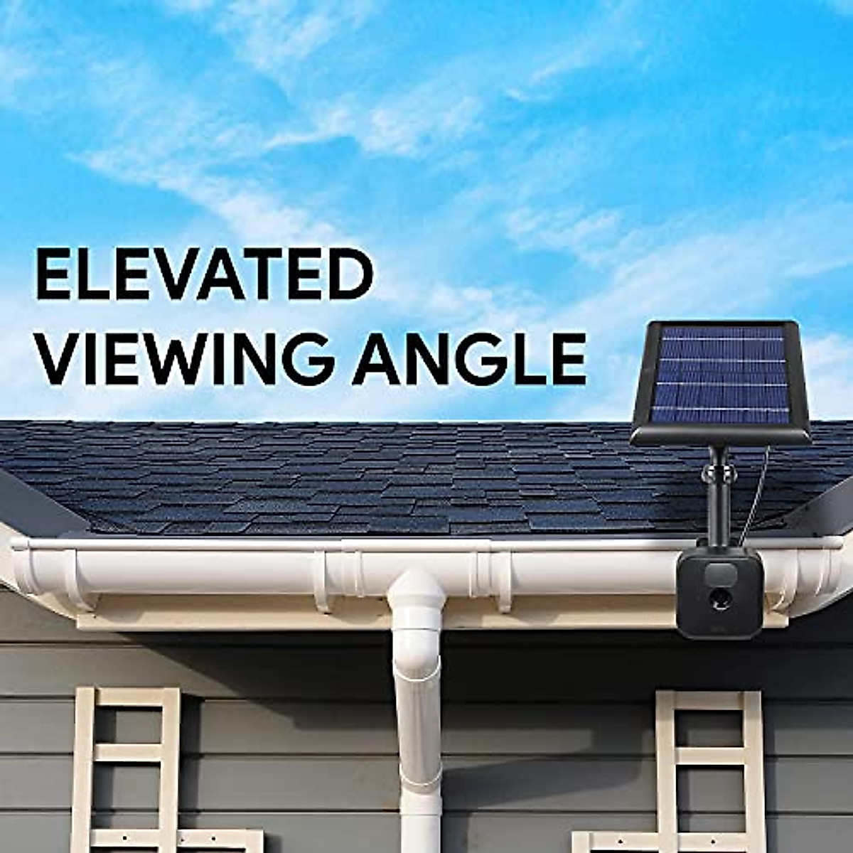 Wasserstein 2-in-1 Universal Gutter Mount Compatible with Wyze, Blink, Ring, Arlo, Eufy Camera - Mount Your Security Cam and Solar Panel - Solar Panel and Cam Not Included (Black)