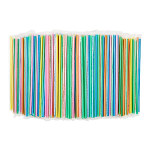 600-Pack Colorful Individually Wrapped Plastic Drinking Straws, Extra Long, Bulk, Disposable Party Supplies, 5 Colors (10.2 in)