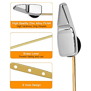 Toilet Handle Replacement Kit, 702 Universal Toilet Flush Handle, Zinc Alloy Toilet Tank Trip Lever with H2 Brass Arm Front-Mount Compatible with American Standard, Mansfield Toilet, Silver