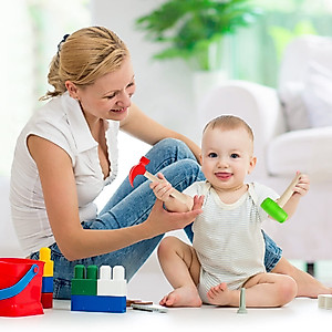 Waenerec 2pcs Toy Hammer Simulation Wooden Hammers Small Plastic Toddler Claw Hammer Portable Kids Maintenance Tools Toys Pretend Play Fake Mallet Hammer for Boys Girls