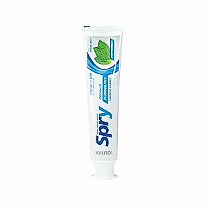 Spry Xylitol Toothpaste, Fluoride-Free, Natural Peppermint, Anti-Plaque and Tartar Control, 5 oz (Pack of 6)