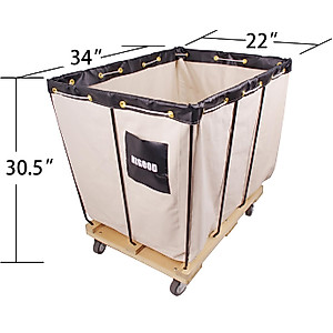 HIGOOD Canvas Basket Bulk Truck,Service Carts 8 Bushel Knock Down Truck, 10.0 cu. ft, 400 lb, 34" L X 22" W X 30.5" H Capacity