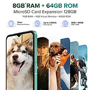 Unlocked Cell Phones, Ulefone Note 14 Android 12 Unlocked Smartphones, 4500mAh Massive Battery, 8GB + 64GB, 6.52" Waterdrop Display, Ultra-Slim Lightweight, Dual AI Camera, GPS OTG, US Version - Black