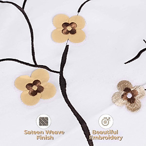 BLUENILEMILLS Egyptian Cotton Embroidered Duvet Cover Set, 200-Thread Count, Duvet Cover and Pillow Shams, Spring Floral and Nature, Sateen Weave, Breathable, King/Cal King, Blossom, 3-Pieces