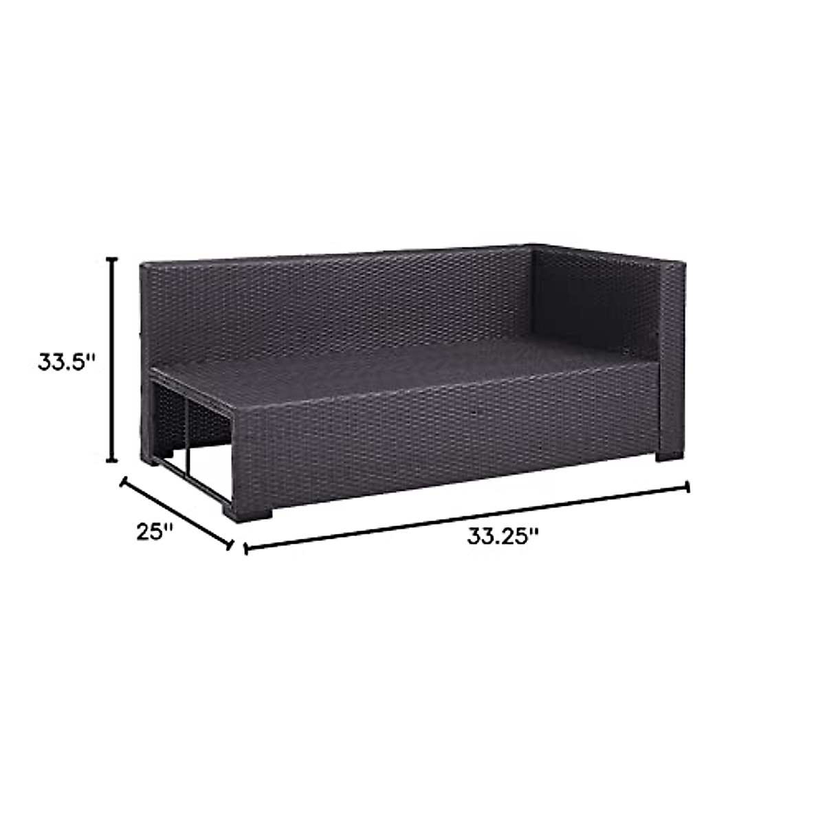 Crosley Furniture KO70129BR-MI Biscayne Outdoor Wicker Single-Arm Loveseat with Mist Cushions - Brown