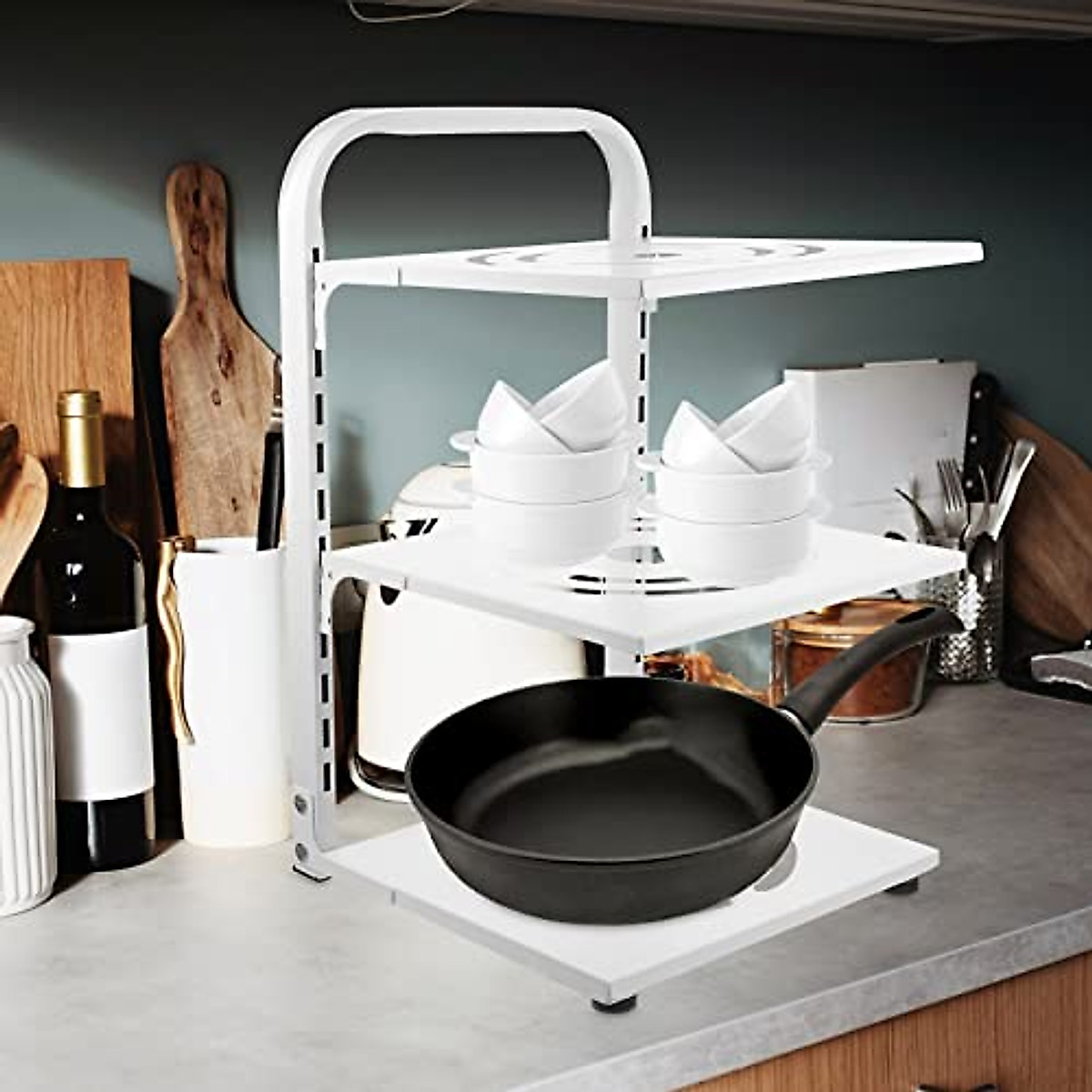 Alipis Multi-Layer Pot Rack White Standing Frame Carbon Steel Cupboard