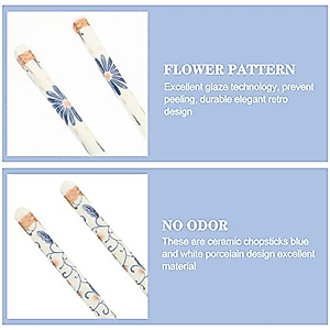 Luxshiny Metal Chopsticks Ceramic Chopsticks 4Pairs Square Japanese Style Non- Slip Cooking Serving Chopsticks Reusable Sushi Chopsticks Kitchen Supplies for Restaurant Home Use Japanese Decor