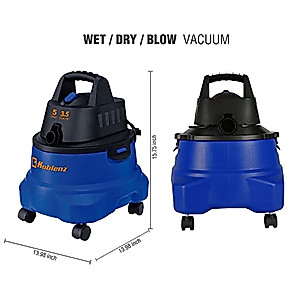 Koblenz WD-5 L2 Portable Wet-Dry Vacuum, 5 Gallon 3.5HP, Blue,Black 5 Year Warranty