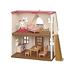 Calico Critters Red Roof Grand Mansion Gift Set, Dollhouse Playset with 3 Figures, Furniture, Vehicle and Accessories