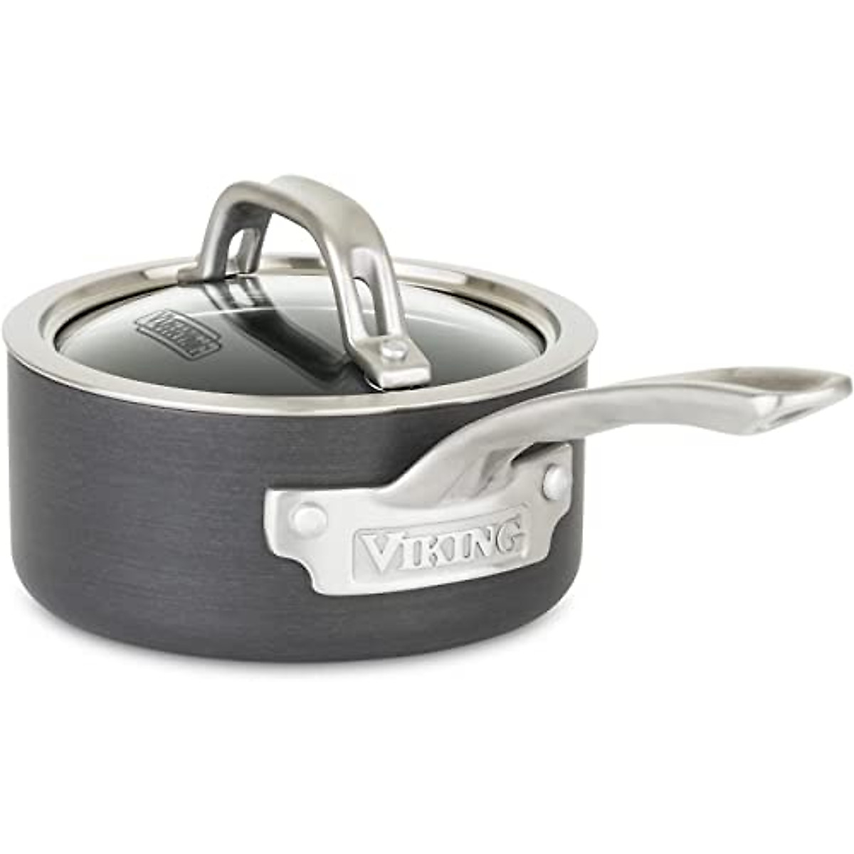 Viking Culinary Hard Anodized Nonstick Saucepan, 1 Quart, Includes Glass Lid, Oven and Dishwasher Safe, Works on Electronic, Ceramic, and Gas Cooktops