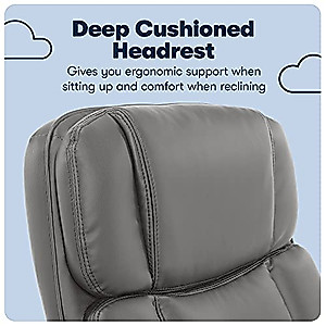 Serta Big & Tall Executive Office Chair High Back All Day Comfort Ergonomic Lumbar Support, Bonded Leather, Opportunity Gray
