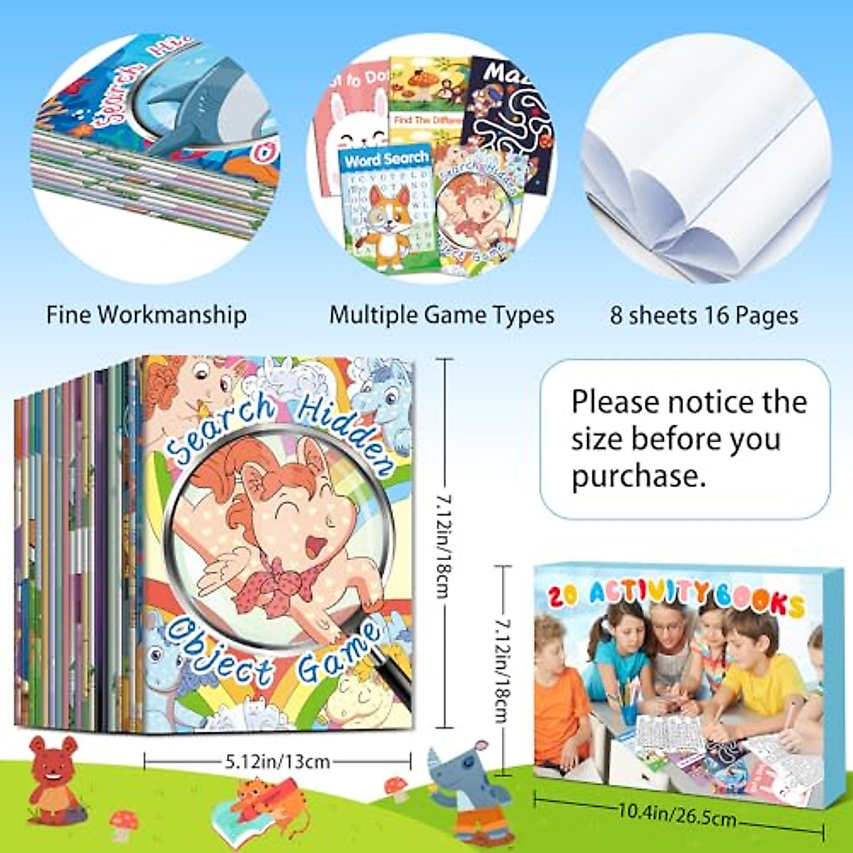 Elfew 20 Pack Small Activity Books for Kids Age 4-8,8-12.Kid Party Favor Game and Coloring, Include Word Search, Mazes,Find the Difference,Dot to Dot and More, Goodie Bag Stuffers for Kids