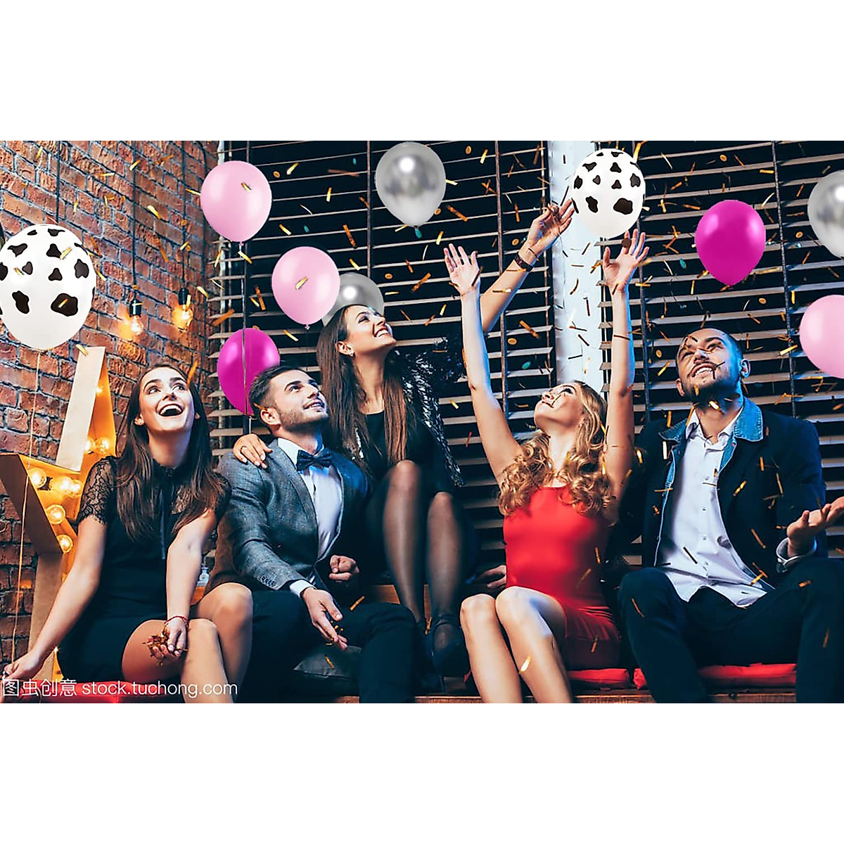 Rose Red Cow Party Decoration Balloon for Western Cowgirl Party,12inch White Cows Balloons Rose Red,Pink,Metallic Silver,Cowgirl Latex Balloons for Bachelorette Bridal Shower Baby Shower Wedding