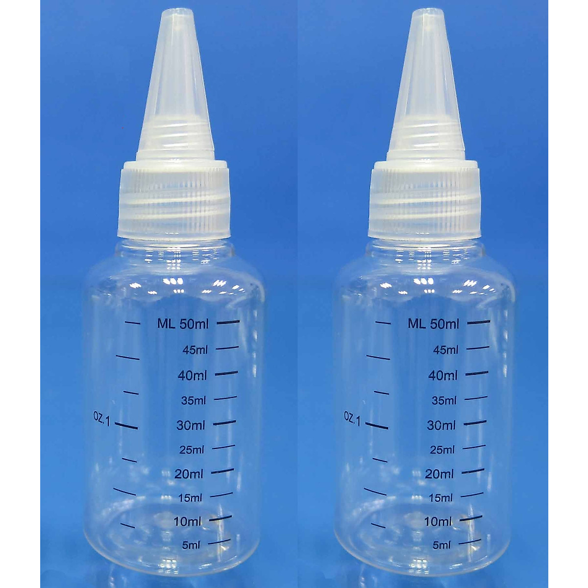 NANSHINE 10pcs 60ml(2oz) Plastic Bottle Pointed Mouth Top Cap Transparent Dispensing Bottle Squeeze Bottle with Graduated Measurement For Arts Crafts,Liquids,Inks,Oils,Shampoo,Lotion