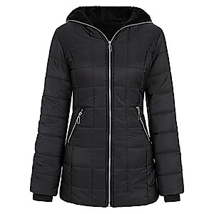 Aniywn Women's Thicken Fleece Lined Parka Winter Coat Hooded Jacket Full Zip Windproof Warm Hoodies Down Jacket with Pocket