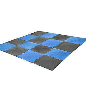 CAP Barbell Blue/Gray Reversible Puzzle Exercise Mat, 16 Pieces, Blue and Gray (MTS-1204BLGY-16)