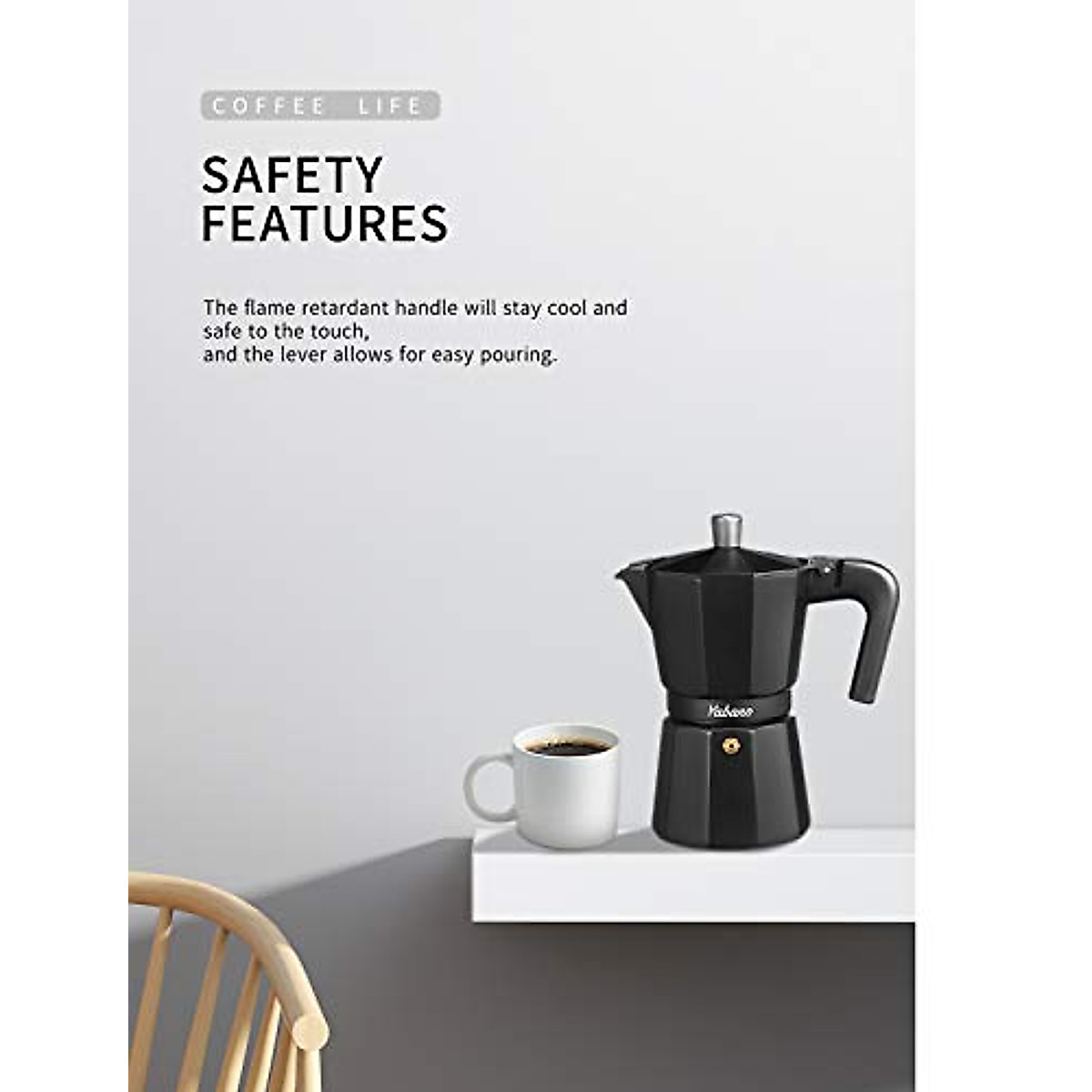 Yabano Stovetop Espresso Maker, 3 Cups Moka Coffee Pot Italian Espresso for Gas or Electric Ceramic Stovetop, Italian Coffee maker for Cappuccino or Latte