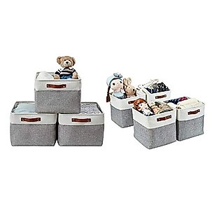 DECOMOMO Foldable Storage Bin Extra Large [3-Pack] & 11"Cube [4-pack] W/Handles for Organizing Shelf Nursery Home Closet & Office