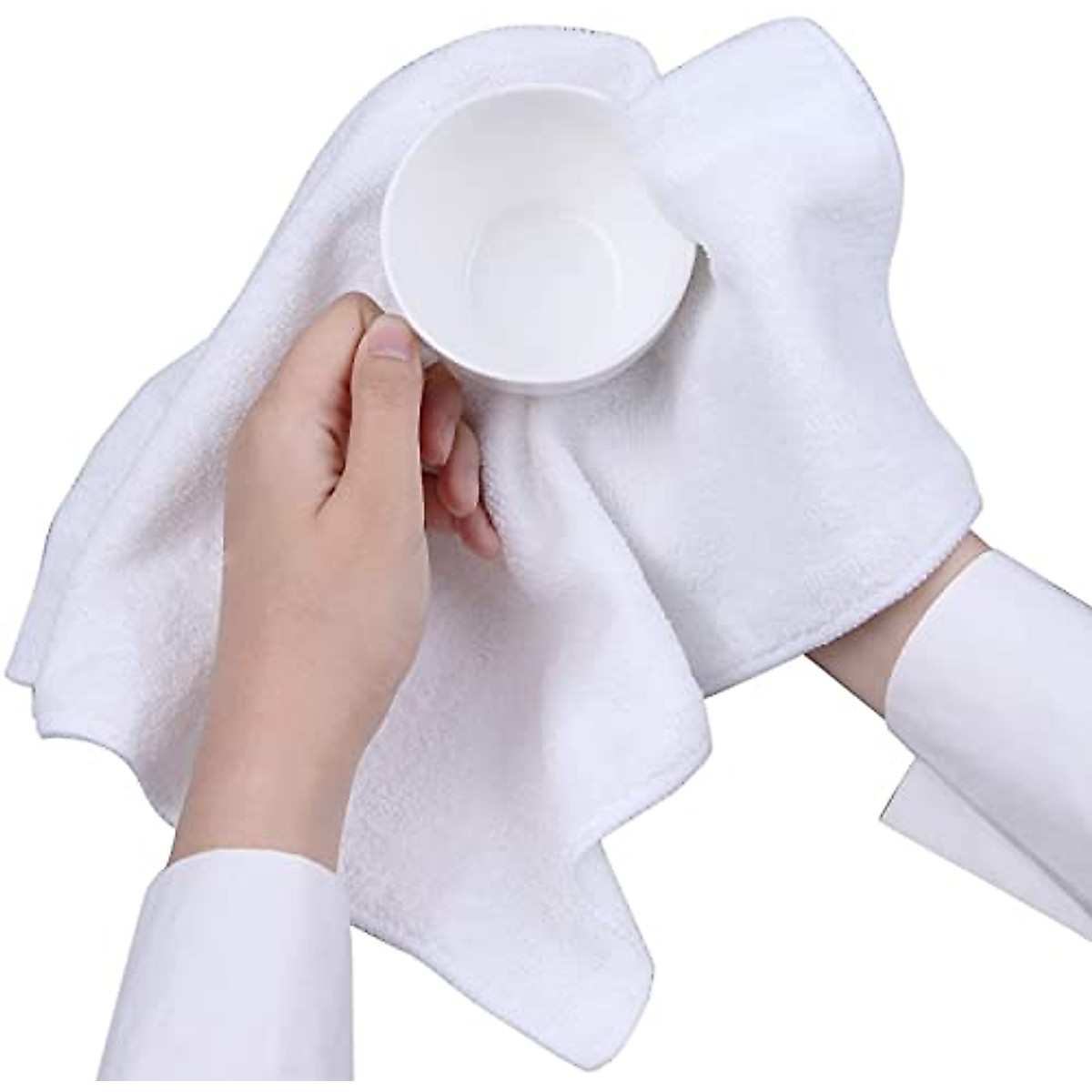 CARTMAN 14 x 14 Inch, 60 Pack, 280GSM Microfiber Cleaning Cloths, All-Purpose Softer Highly Absorbent, Lint Free, Streak Free Wash Cloth for House, Kitchen, Car, Window, White