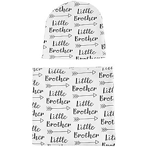 Newborn Swaddle Blanket with Beanie Set,Soft Stretchy Blanket for 0-3 Months Baby Boys and Girls (Brother)