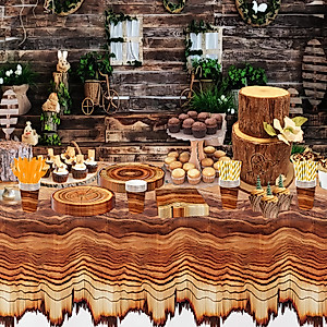 Xenorik Wood Grain Slice Paper Plates And Napkins Party Supplies For Birthday Baby Shower Wedding - Wooden Plates, Cup, Napkin, Fork, Lumberjack Camping Hunting Party Decorations Tableware | Serve 24