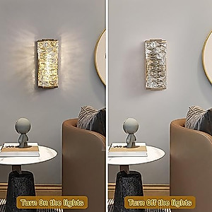 LOSNEOLAZ Crystal Wall Sconces Indoor, Modern LED Sconces Wall Lighting Fixtures Indoor Gold Wall Mounted Lamp for Bedroom Living Room Hallway Bathroom Vanity Light Fixtures Over Mirror 4000K
