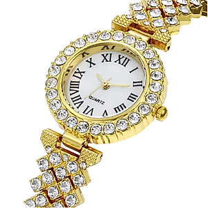 Weicam Elegant Women Crystal Bangle Analog Quartz Wristwatch (Gold)